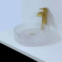 China Clear Glass Vessel Sinks Crystal Diamond Table Top Round Wash Basin 395 * 395 * 120mm for sale