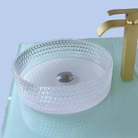 China Clear Glass Vessel Sinks Crystal Diamond Table Top Round Wash Basin 395 * 395 * 120mm for sale