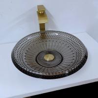 China Transparent Shallow Wash Basin Modern Round 19mm Black Bowl Sink Bathroom for sale