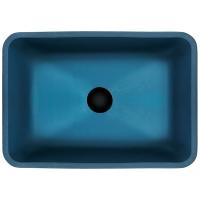 China Toughened Blue Glass Bowl Sink Blue Rectangle Above Counter 460mm Length for sale