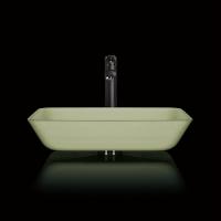 China 105mm 330mm Counter Top Bowl Sink Rectangular White Light Green Bathroom for sale