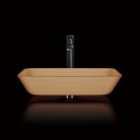China Rectangular Above Counter Bathroom Sink Bowls Brown Glass Vessel Tasteful Acid Matt for sale
