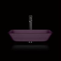 China Rectangular Vessel Bathroom Sink Acid Matt Purple Glass Countertop for sale