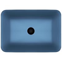 China Handmade Toughened Glass Sink Matt Vessel Light Blue Vanity Rectangular for sale