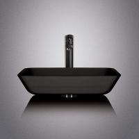 China Acid Matt Tempered Glass Sink Dark Grey 20inch Black Counter Top Basin Rectangular for sale