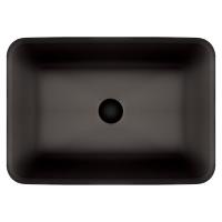 China Acid Matt Tempered Glass Sink Dark Grey 20inch Black Counter Top Basin Rectangular for sale