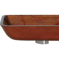 China Russet Brown Tempered Glass Basin Bowl Rectangular Table Top Solid for sale
