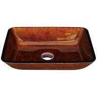 China Russet Brown Tempered Glass Basin Bowl Rectangular Table Top Solid for sale