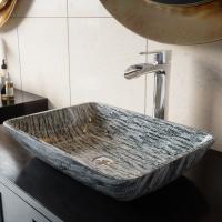 China Titanium Black / Gray Bathroom Wash Basins L460 * W330 * H105mm Rectangular Black Vessel Sink for sale