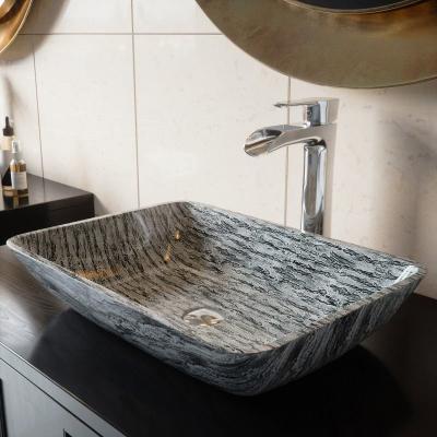 China Titanium Black / Gray Bathroom Wash Basins L460 * W330 * H105mm Rectangular Black Vessel Sink for sale