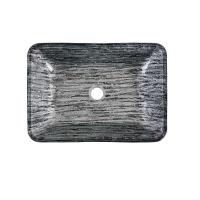 China Titanium Black / Gray Bathroom Wash Basins L460 * W330 * H105mm Rectangular Black Vessel Sink for sale