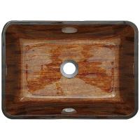 China Rectangular OEM Bathroom Wash Basins Bark Brown Handmade Tempered Glass Vessel Sink for sale