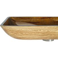 China Rectangular OEM Bathroom Wash Basins Bark Brown Handmade Tempered Glass Vessel Sink for sale