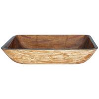 China Rectangular OEM Bathroom Wash Basins Bark Brown Handmade Tempered Glass Vessel Sink for sale