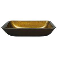 China Bathroom Rectangular Handmade Wash Basins Copper Gold Top Mount Vessel Sink for sale