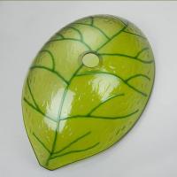 China 565mm Length Countertop Wash Basin Green Leaf 365mm Width Hot Melted Hand Drawing for sale