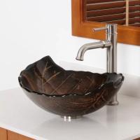 China 180mm Leaf Shaped Countertop Wash Basin 12mm Thick Brown Hot Melted And Hand Drawing for sale