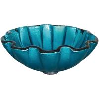 China Round Tempered Glass Basin Bowl Green Bathroom 150mm Countertop Flower Shape for sale