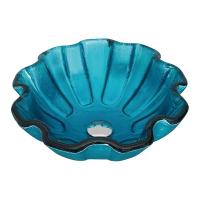 China Round Tempered Glass Basin Bowl Green Bathroom 150mm Countertop Flower Shape for sale