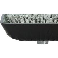 China Gray Rectangular Vessel Sink Hot Melt Hand Drawing Tempered Glass Vanity Sink for sale