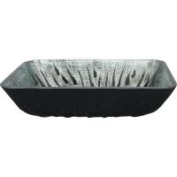 China Gray Rectangular Vessel Sink Hot Melt Hand Drawing Tempered Glass Vanity Sink for sale