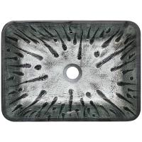 China Gray Rectangular Vessel Sink Hot Melt Hand Drawing Tempered Glass Vanity Sink for sale