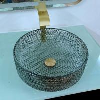 China Modern Countertop Glass Wash Basin Black Table Top 120mm Height Artistic for sale