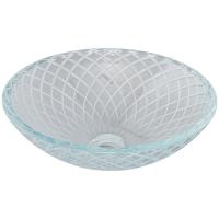 China 145mm Glass Bathroom Vanity Sink Small Shallow Vessel CNC Engraving Transparent for sale