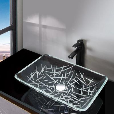 China CNC Engraving Bathroom Wash Basins Rectangular Counter Top Scratch Resistant Super Clear for sale