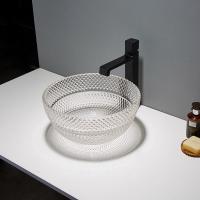 China Deep Raised Bowl Bathroom Sinks Vessel Crystal Clear Washing for sale