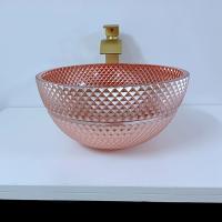 China Shinning Glass Rose Gold Vessel Sink Square Above Counter Electroplated for sale