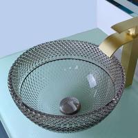 China Toilet Round Black Vessel Sink Glass Bathroom Crystal Transparent for sale