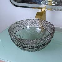 China Toilet Round Black Vessel Sink Glass Bathroom Crystal Transparent for sale