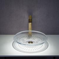 China Bathroom Wash Basin Bowl Above Counter 450mm Crystal Clear Artistic for sale