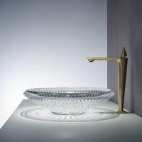 China Bathroom Wash Basin Bowl Above Counter 450mm Crystal Clear Artistic for sale