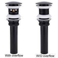 China Pop Up Water Brass Waste Drain Pump Faucet Sink Basin Washbasin Matt Black Finish for sale