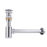 China Chromed Silver Sink Waste Trap Bathroom Sink Drain Round Siphon for sale