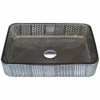 China Chromed Rectangular Vessel Sinks Tempered Glass Silver Crystal for sale