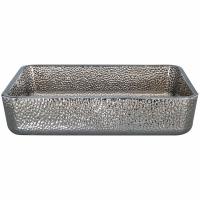 China Silver Chromed Rectangular Above Counter Sink Shinning Shallow Vessel Bathroom Sink for sale