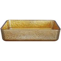 China Luxury Gold Rectangular Vessel Sinks 4.2 Inch Modern Deep Bathroom Sink Basin for sale