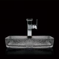 China Smoky Grey Rectangular Vessel Sinks Wash Bowl Bathroom Smooth 105mm for sale