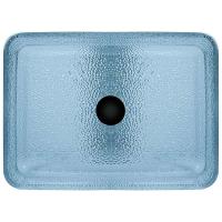 China Modern Rectangle Counter Top Basin Glass Bathroom Water Blue Color Lacquered for sale