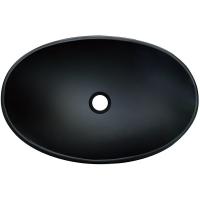 China Ingot Shape Acid Matt Black Vanity Basin Bathroom 540mm Length Tempered Glass Easy Clean for sale