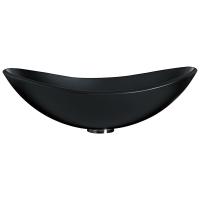China Ingot Shape Acid Matt Black Vanity Basin Bathroom 540mm Length Tempered Glass Easy Clean for sale