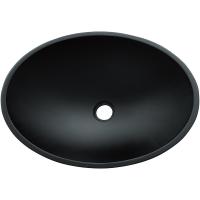 China Oval Shaped Black Round Vessel Sink Colored Tempered Glass Acid Matt Countertop for sale