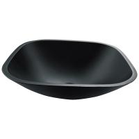 China Acid Matt Square Bowl Bathroom Sink Table Top Black Tempered Glass Anti Rust Countertop for sale