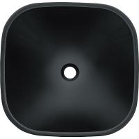China Acid Matt Square Bowl Bathroom Sink Table Top Black Tempered Glass Anti Rust Countertop for sale