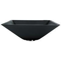 China 142mm Acid Matt Black Basin Square Funnel Shape Tempered Bathroom for sale