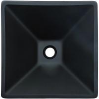 China 142mm Acid Matt Black Basin Square Funnel Shape Tempered Bathroom for sale