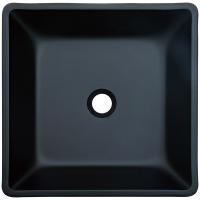 China Washroom Matt Black Basin Square Vessel Sink 400mm Tempered Glass for sale